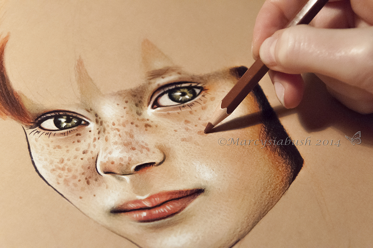 Artystyczne Ciekawostki Marcysibush: Jak rysować piegi kredkami