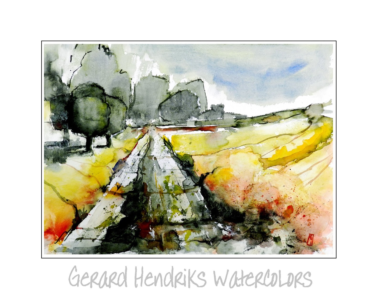Gerard Hendriks : Expressief Landschap in Aquarel