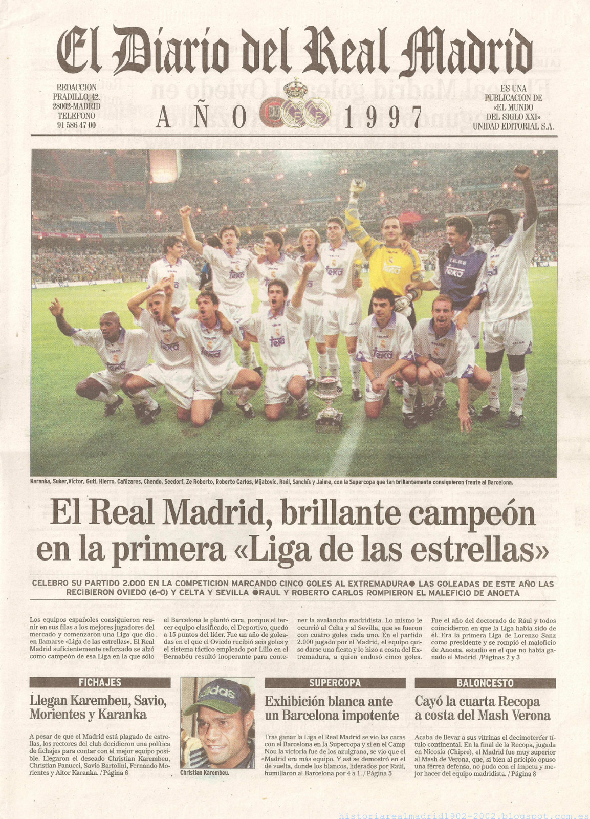 Historia Real Madrid 1902-2002: Diario del Real Madrid 1997