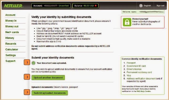 Money, Tutorials And Tricks: Verify Your Neteller Account : Full Guide
