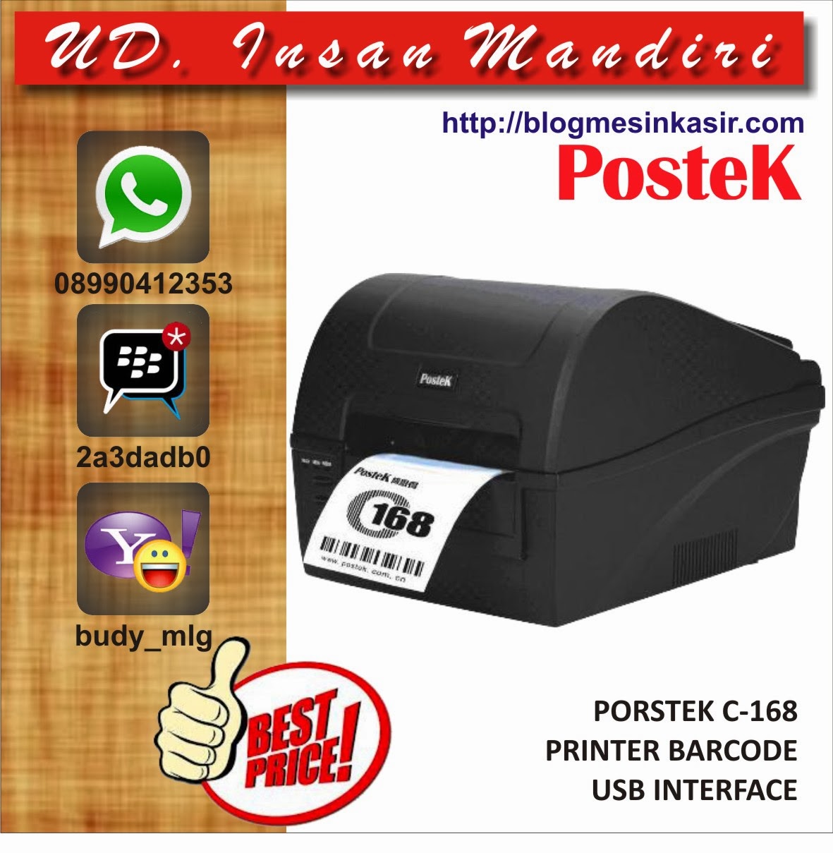 Printer Barcode Porstek C-168 ~ Mesin Kasir Malang