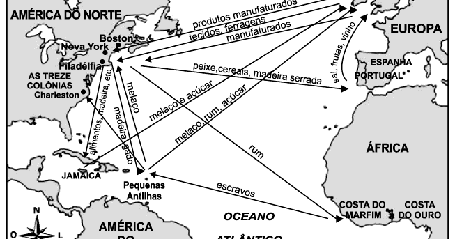 Viajando Na História: -Comércio Triangular das 13 Colônias Inglesas
