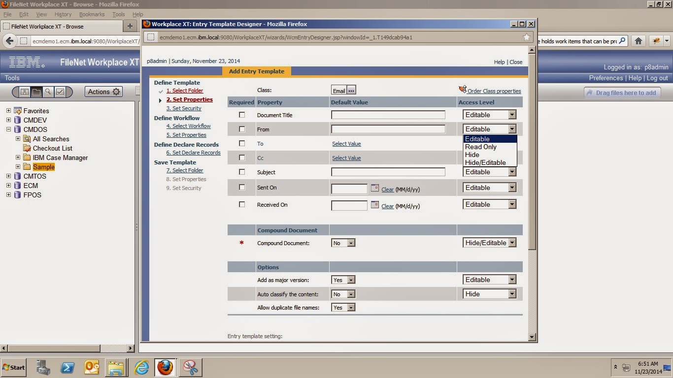 FileNet P8 Development tutorials: Design Entry Template in FileNet (FileNet Content Engine)