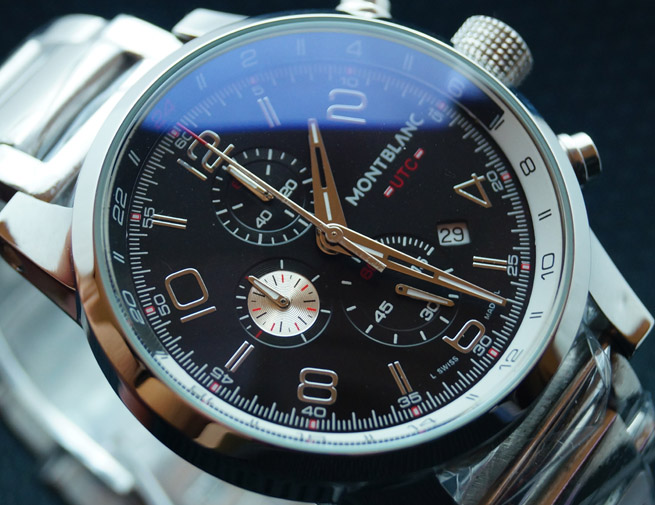 WatchAlide: MB TIMEWALKER UTC CHRONO FLYBACK STOPWATCH BLACK DIAL BRACELET