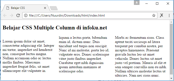 Tutorial CSS3 Membuat Kolom Koran di HTML (multiple column) ~ infoku.net