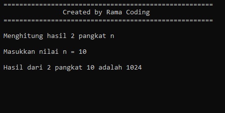 Program Perhitungan Pangkat Bilangan dengan C++ - Rama Coding