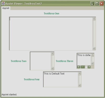 Creating TextAreas in an Applet Window using Advanced Java Programming