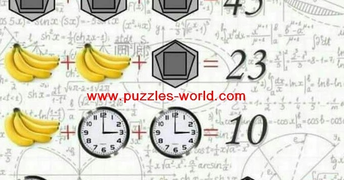 Clock Banana and Hexagon Logical Mathematics Puzzle | Puzzles World