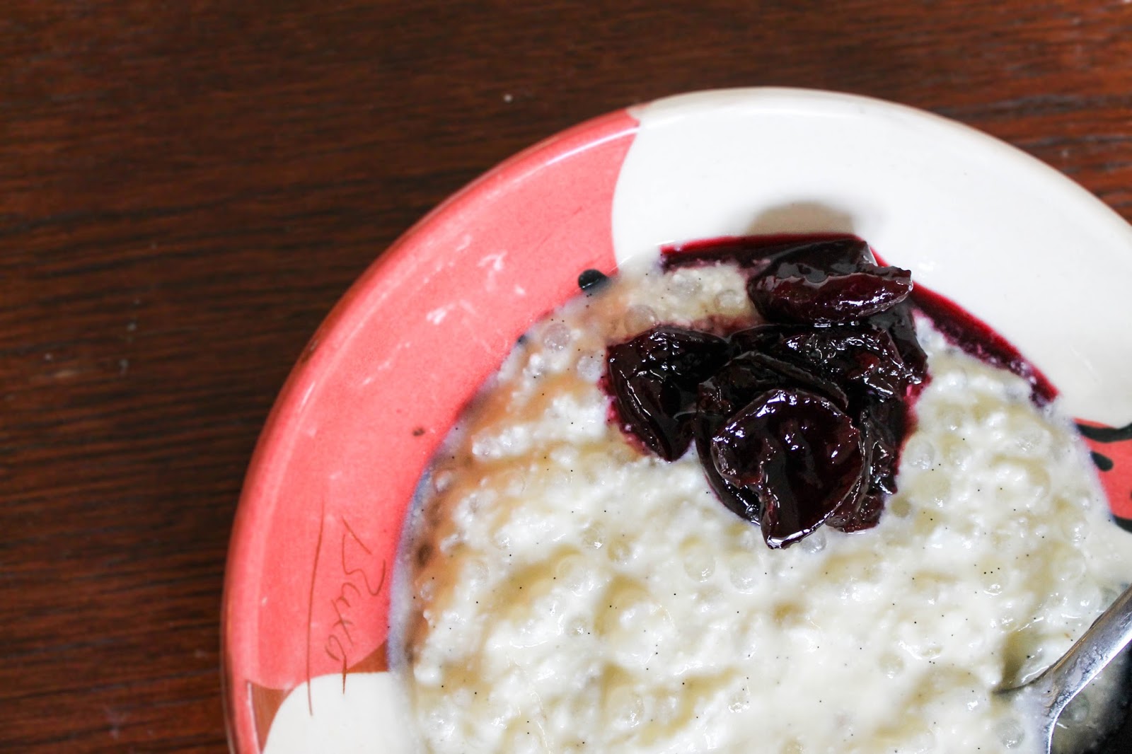 The Quixotic Table: Old Fashioned Tapioca Pudding with Black Cherry Compote