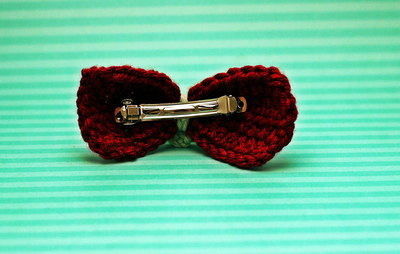 Handmade Happies: Handmade Crochet Hair Bow and Heart Barrette Deep Red ...