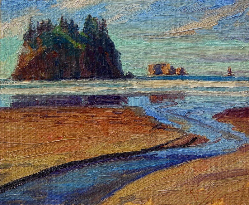 in plein air: "Second Beach Sea Stack" plein air, marinescape by Robin ...