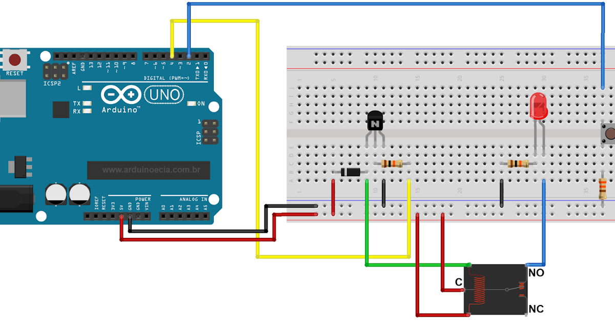 Arduino e Cia: Ligando uma lâmpada com relé e push button