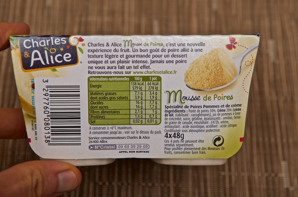 Mousse de Poires (4x48g) par Charles et Alice