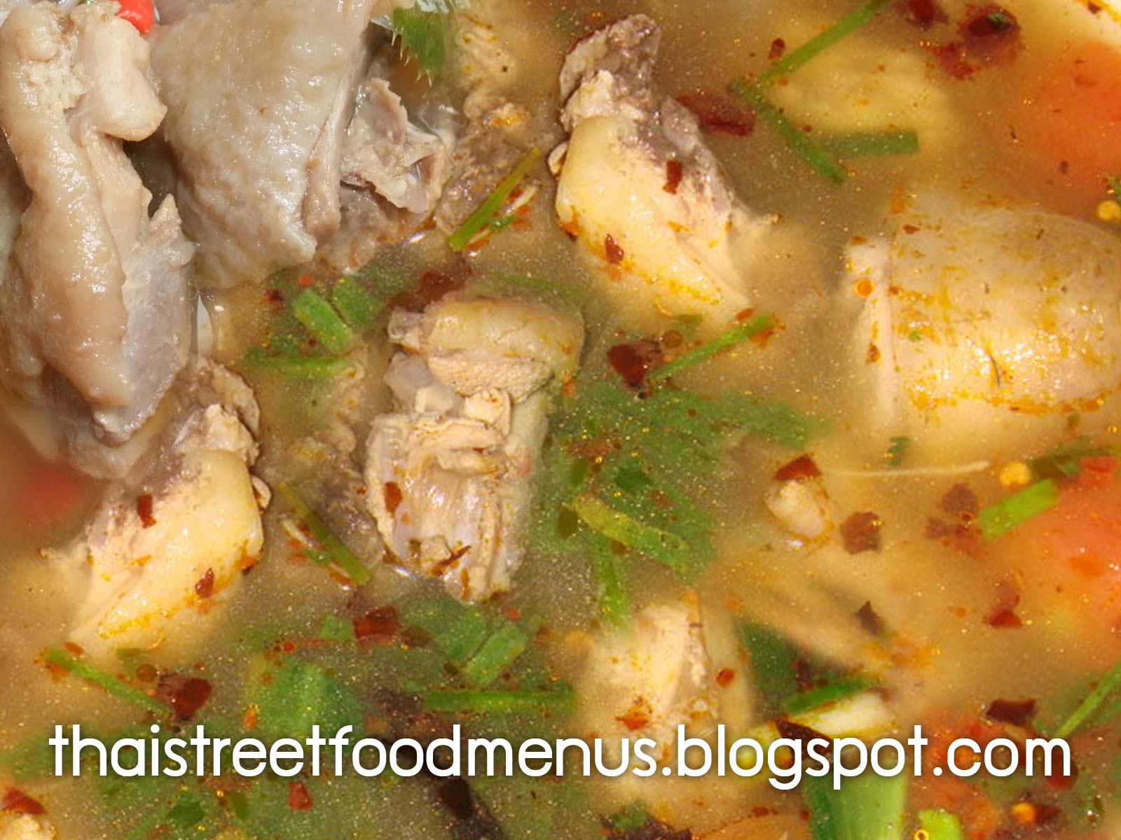 Thai Spicy Soup with Chicken menu(Tom-Sab-Gai) - Thai food menu Thai ...