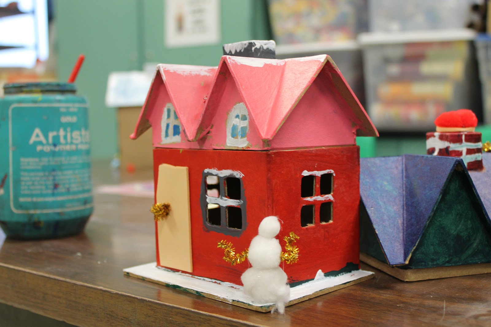 Art Room 104: Paper Mache Houses, Round 2: Christmas!
