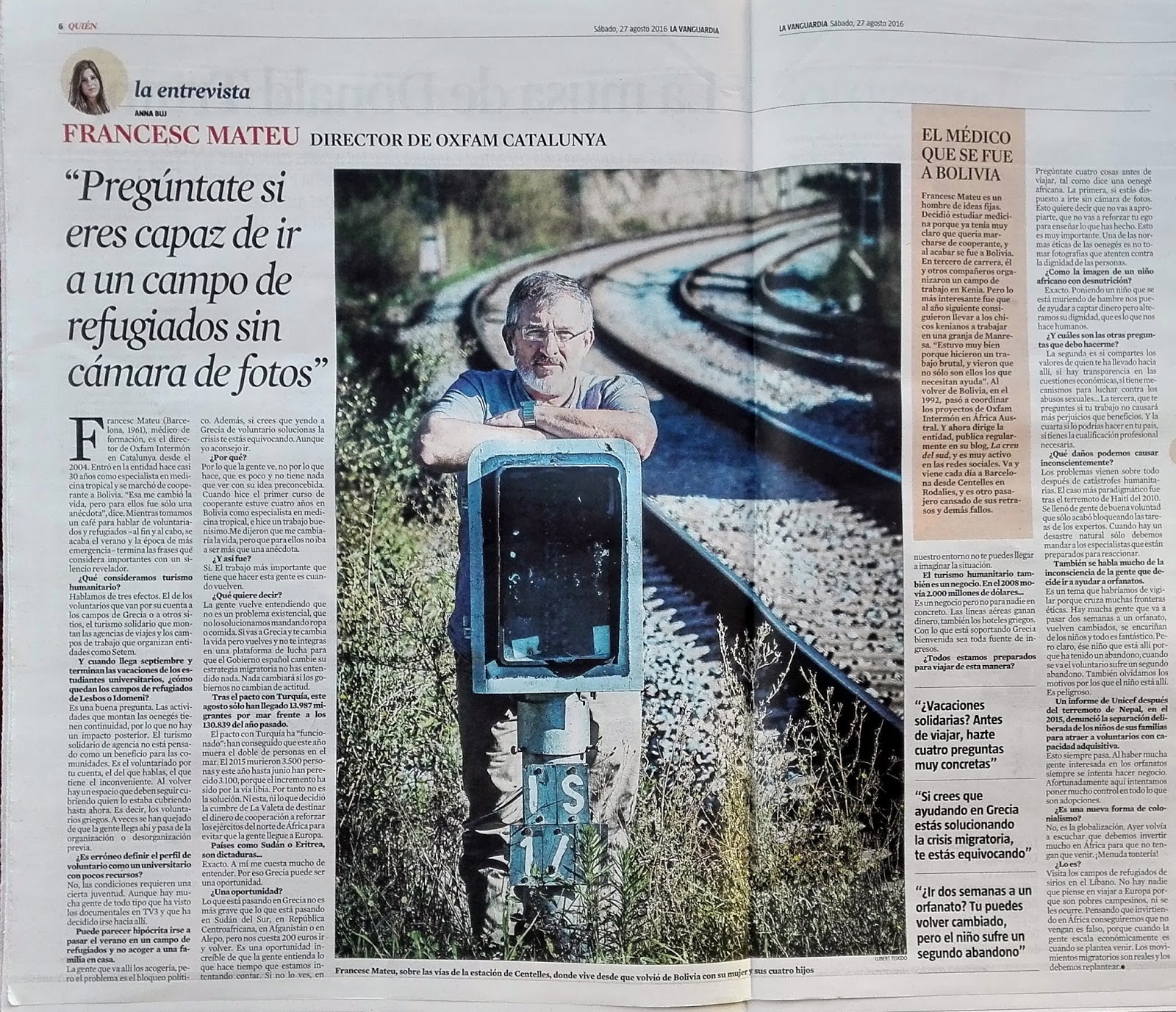 Turismo solidario. (Entrevista en La Vanguardia)