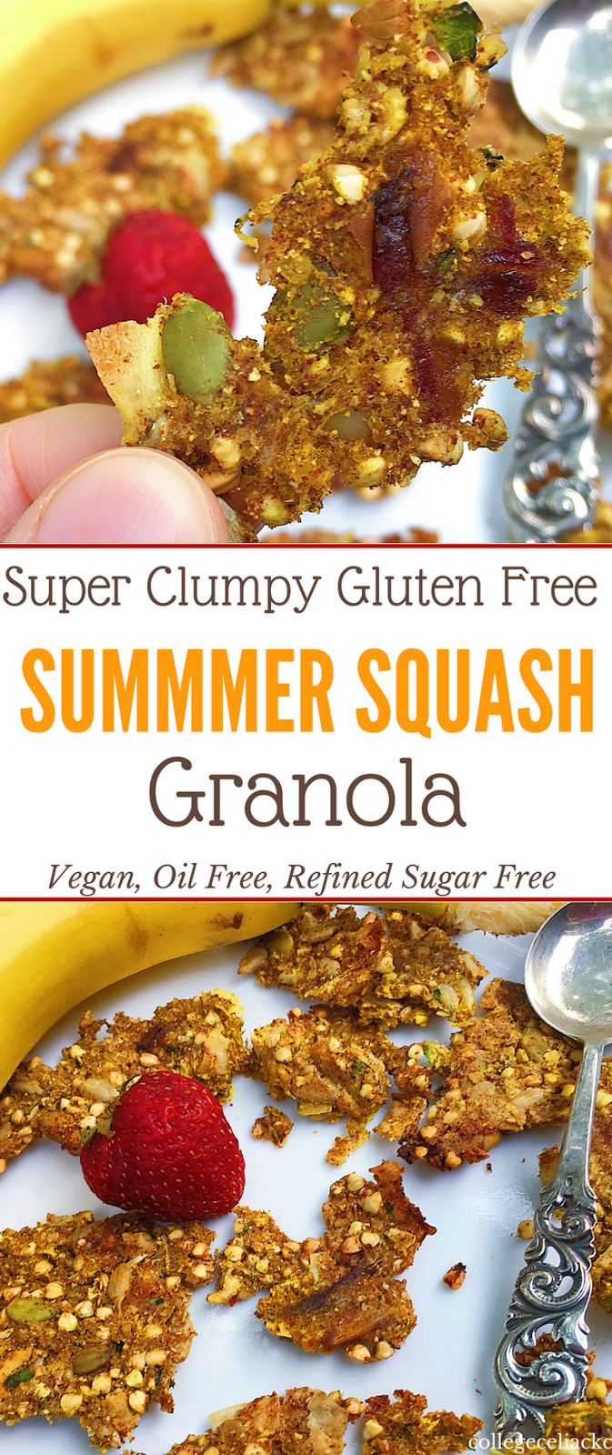 Super Clumpy Gluten Free Summer Squash Granola (Vegan, Oil Free, Sugar ...