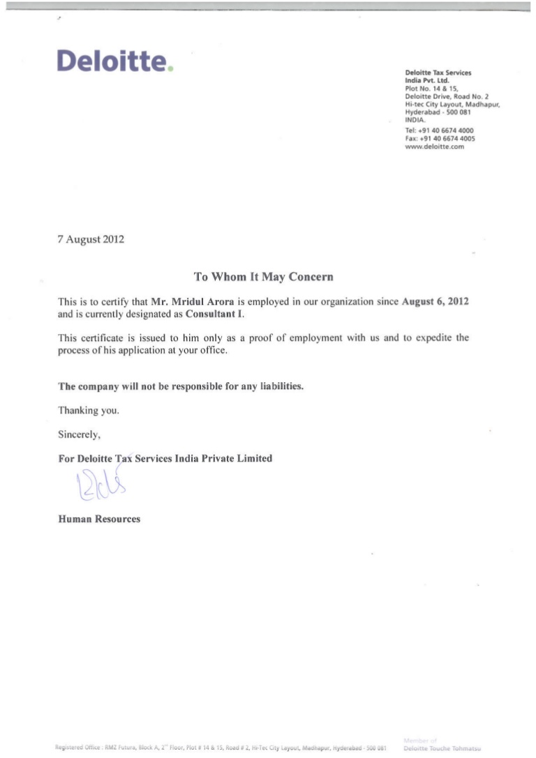 Relieving Letter Sample Scribd India