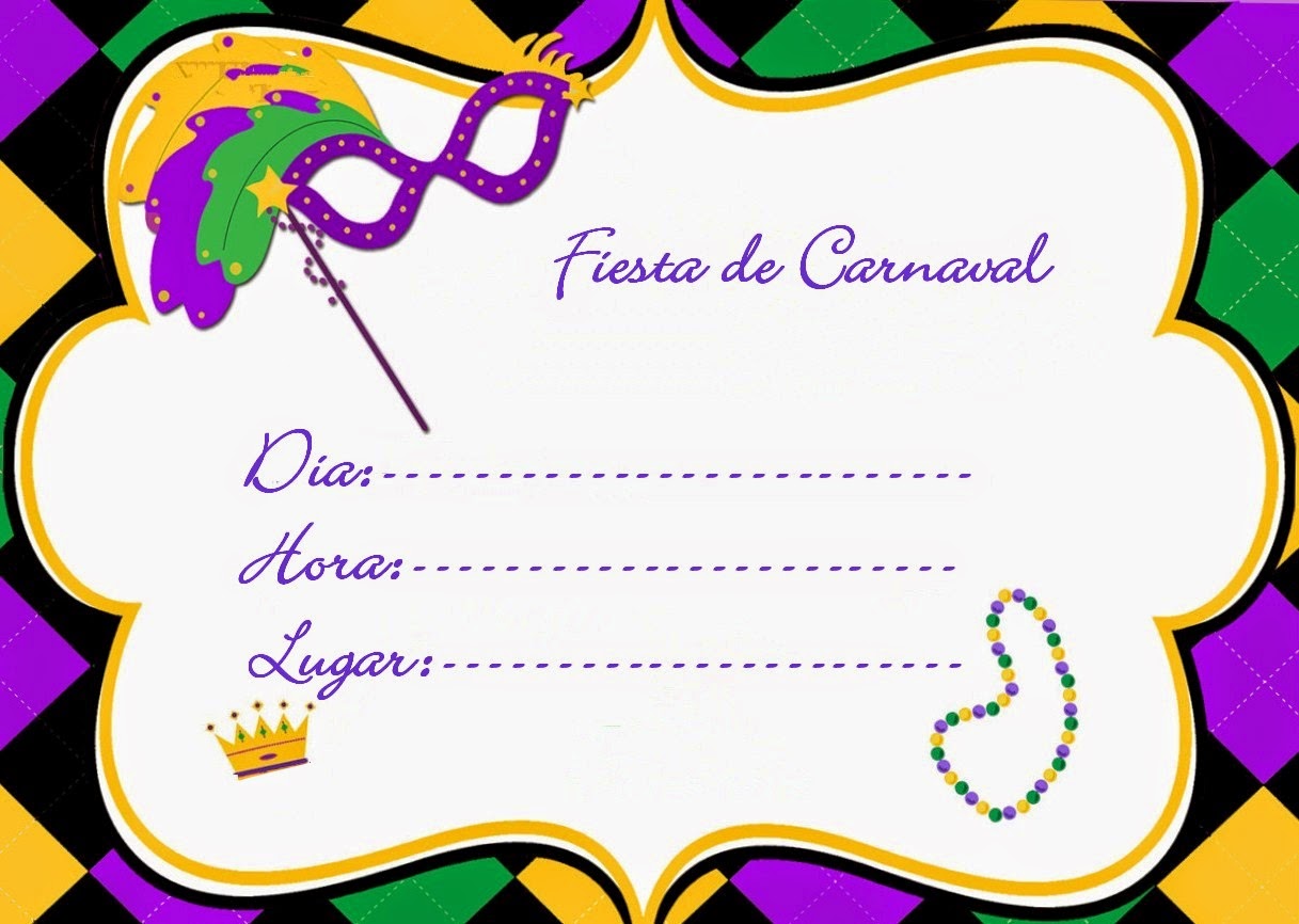 EL RINCÓN DE LOS PEQUES: Invitaciones para fiestas de Carnaval