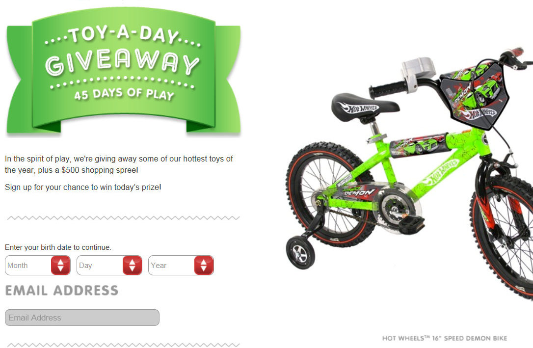 Barbara's Beat: Win a bike in the Toy-A-Day Giveaway