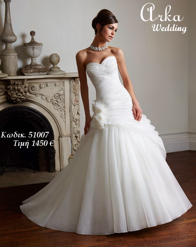 ΝΥΦΙΚΑ ARKAWEDDING: Νυφικό Στράπλες Οργάντζα στολισμένο με μοντέρνα ...