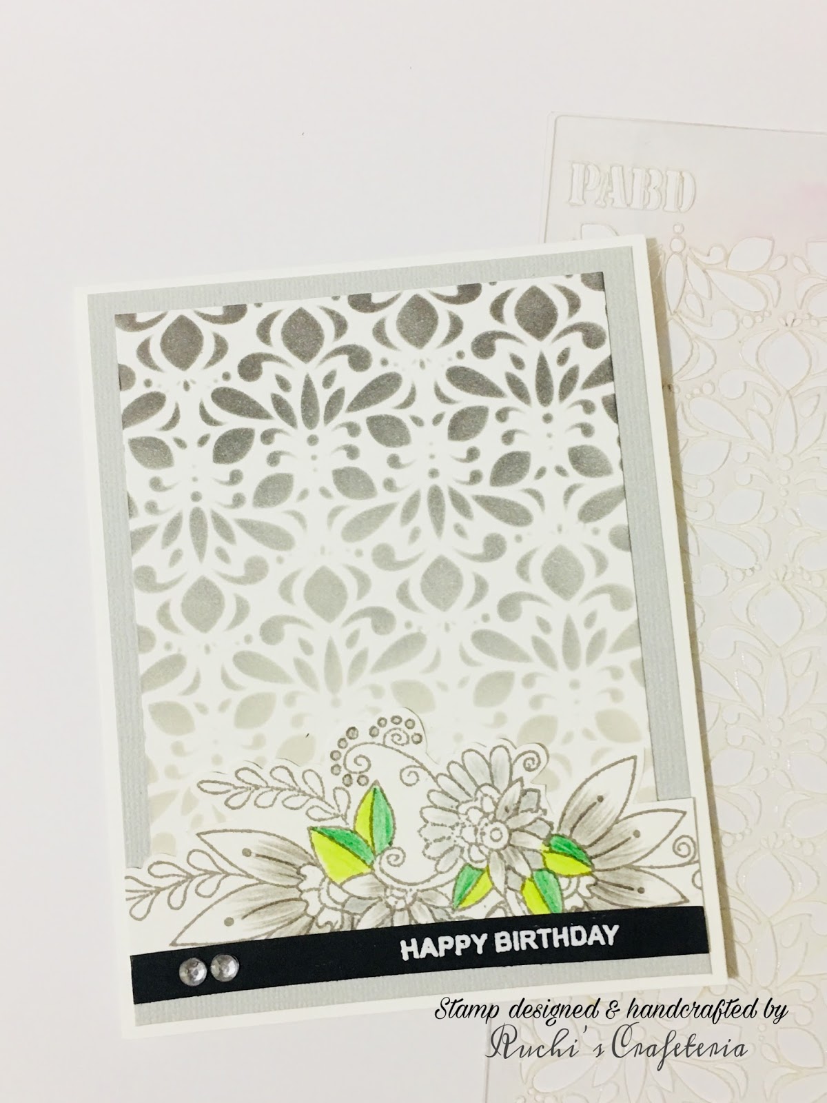 Ruchi's Crafeteria: Set of Cards With My Designed Stencil & Stamp!