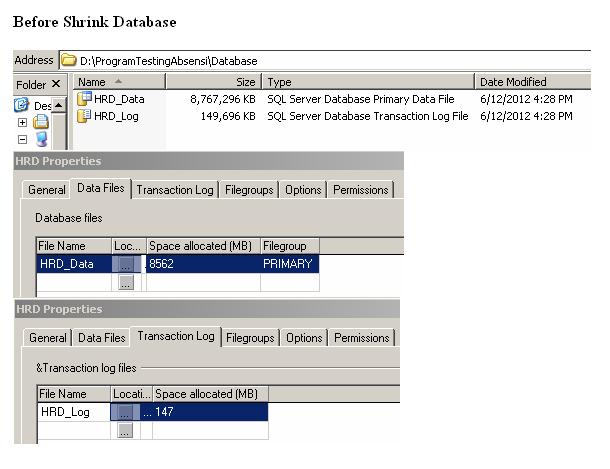 sharing: Example of Shrink Database