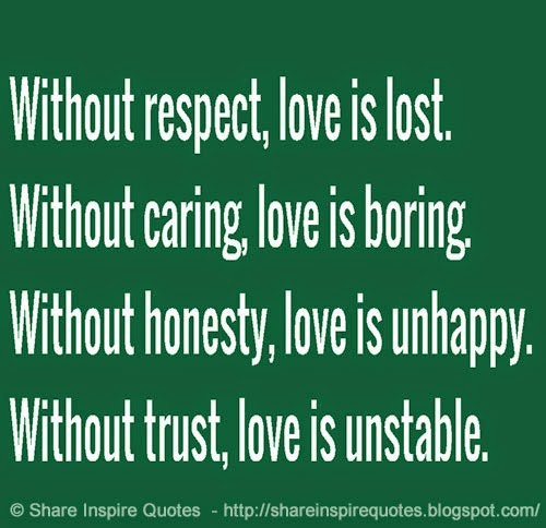 Without respect, love is lost. Without honesty love is unhappy. Without ...