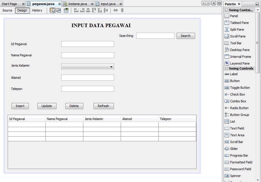 MENAMBAHKAN TOMBOL SEARCHING PADA PROGRAM INPUT DATA MENGGUNAKAN NETBEANS IDE 7.3.1