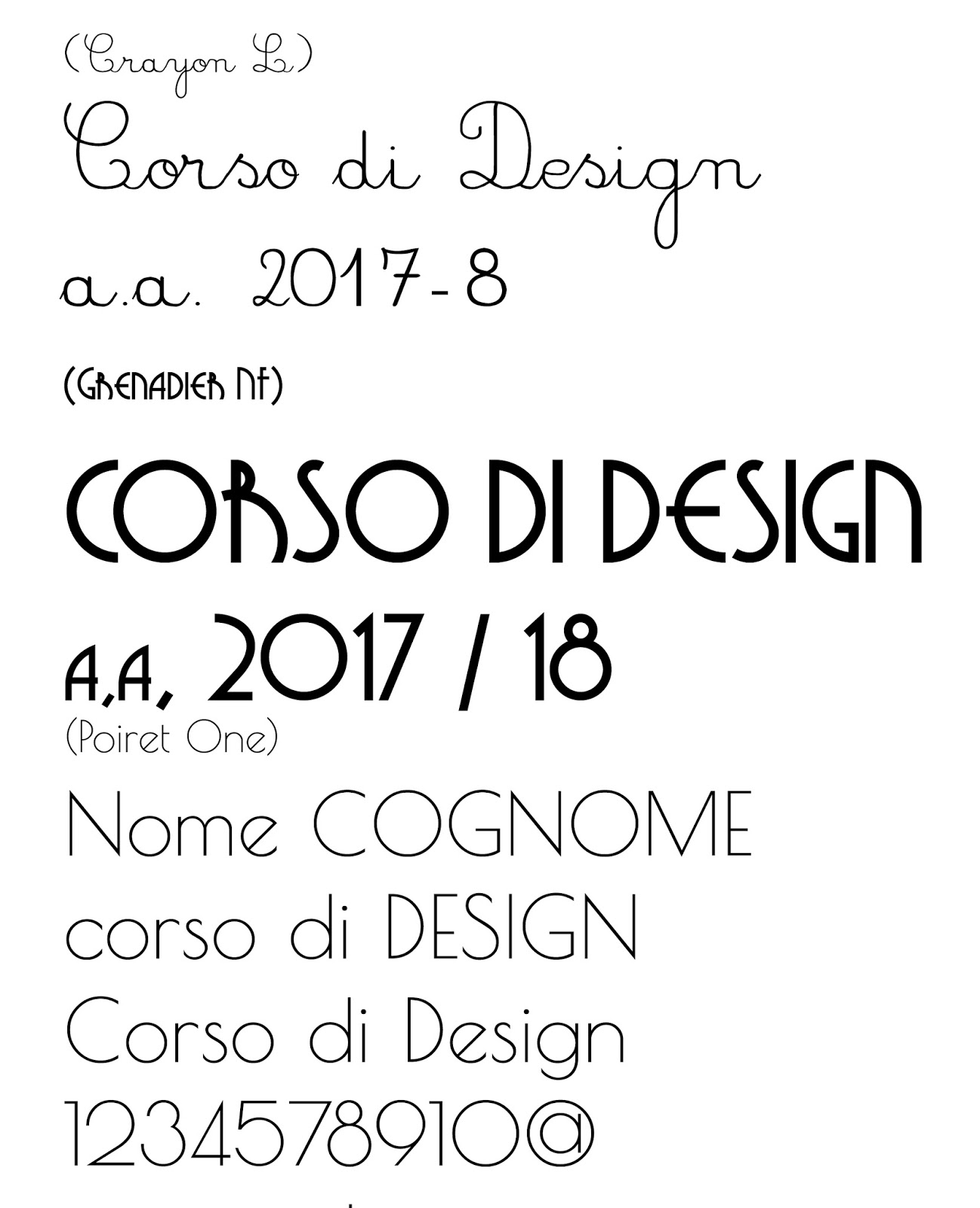 design frikkettone - corso di design 2017-8: FONT stampatello e corsivo