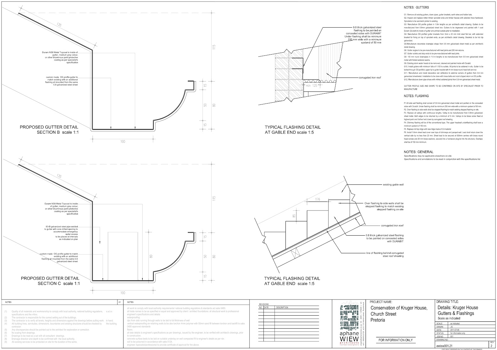 Ditsong Kruger Museum: Week 3 - Gutter design & damaged chimney stack