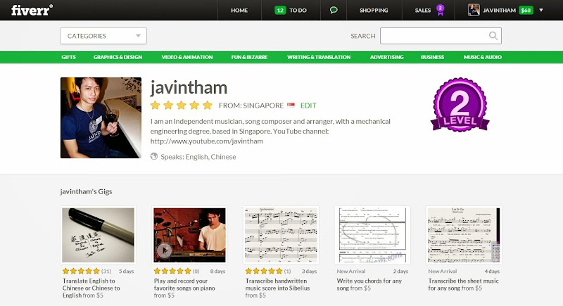 Fiverr: Promoted to Level 2 | Javin Tham