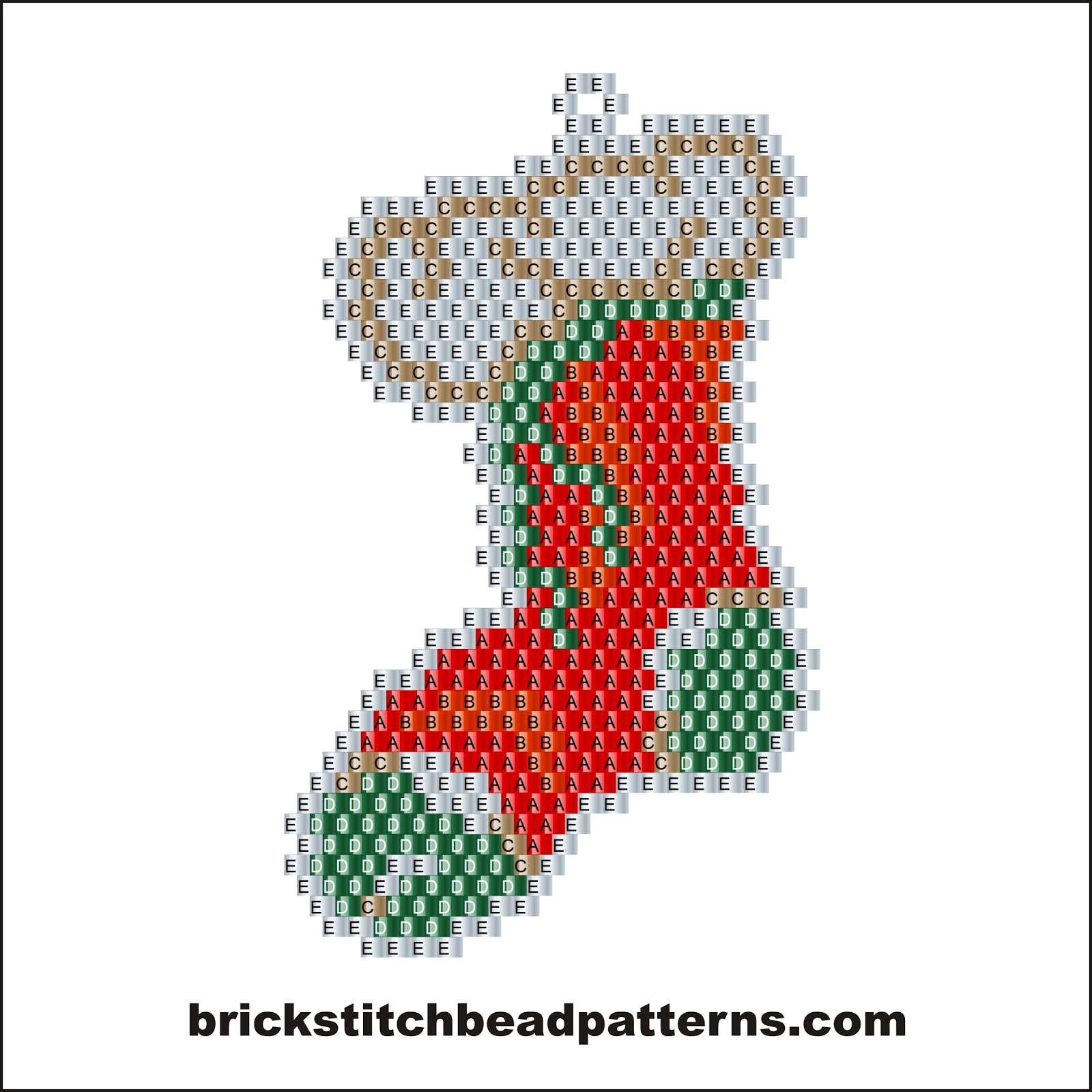 Brick Stitch Bead Patterns Journal: Christmas Stocking Free Brick ...