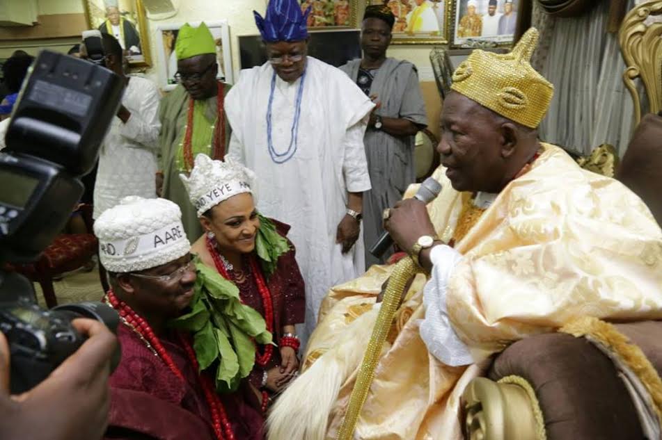 Photos: Oyo state governor, Abiola Ajimobi and wife bag chieftaincy titles