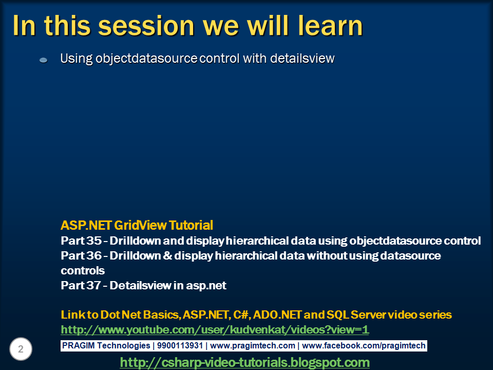 Sql Server Net And C Video Tutorial Part 38 Using Object Datasource Control With Details View