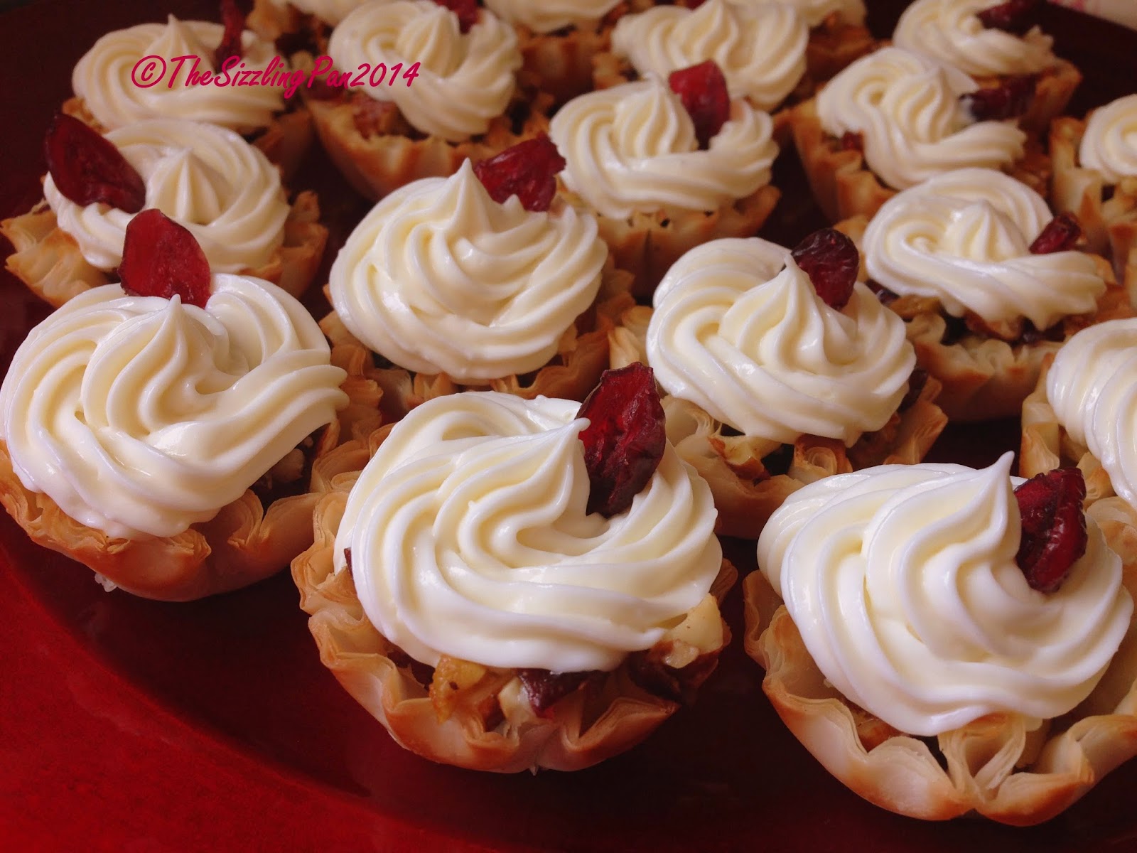 The Sizzling Pan: "Cranberry Almond Baklava-Cheese cake" Cups
