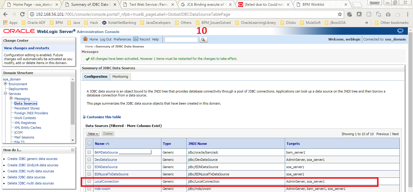 Oracle Weblogic Server New Data Source Creation