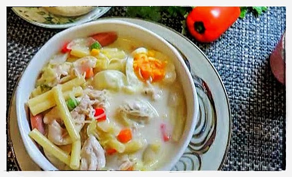 LUWEEH KITCHEN : Chicken Sopas ( with Egg and Sausage)