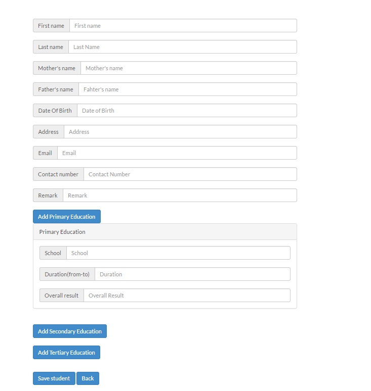 Student Information System - AngularJS , ASP.NET API, C#