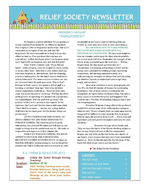 Lake Elsinore Relief Society: Newsletter and Calendar