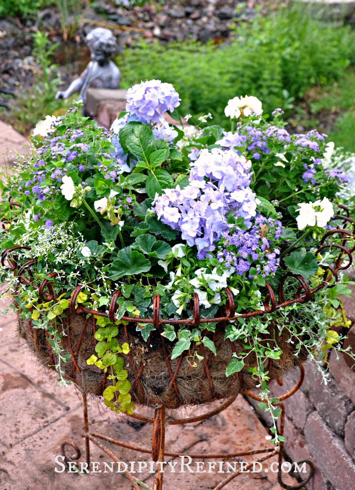 Serendipity Refined Blog: Blue and White Outdoor Summer Urn Patio Planters