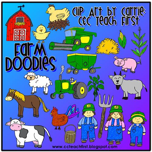 Clip Art by Carrie Teaching First: Farm Doodles Clip Art with FREEBIE