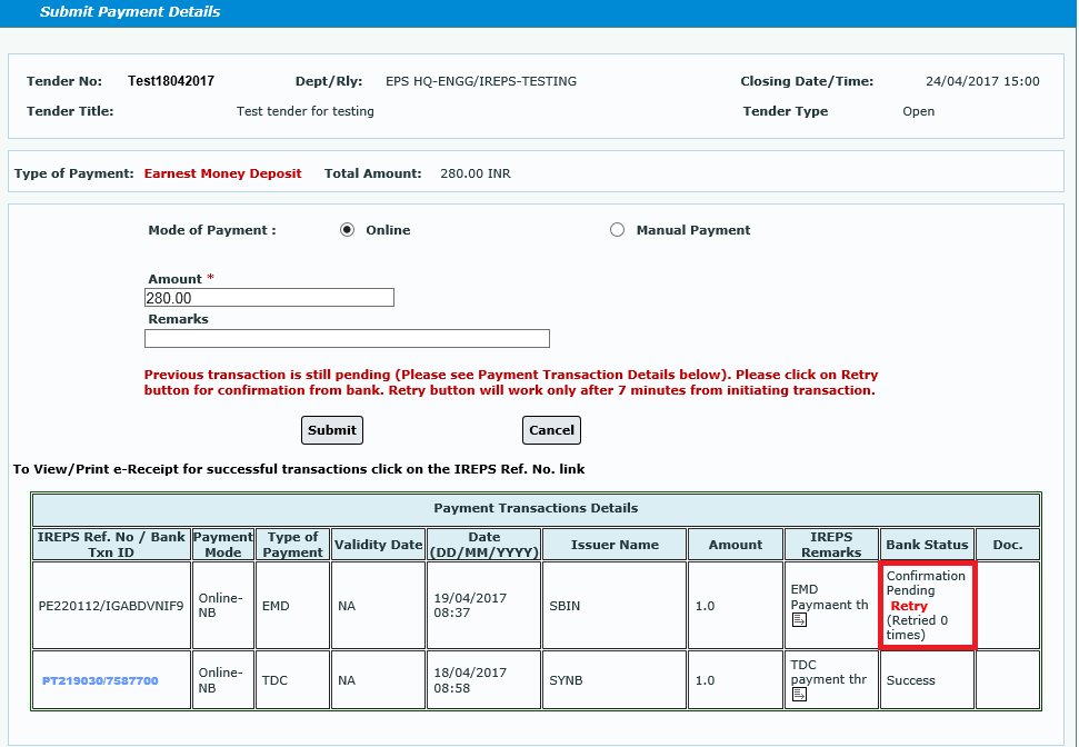 How to Pay EMD Amount Through Net Banking for Works Tenders on www ...