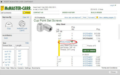 Choosing a CAD model from the catalog.