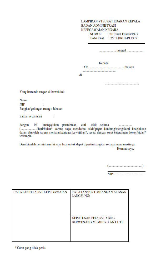 Gudang Form: BLANGKO CUTI DAN CONTOH SURAT CUTI SAKIT 2018