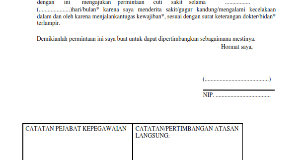 Gudang Form: BLANGKO CUTI DAN CONTOH SURAT CUTI SAKIT 2018