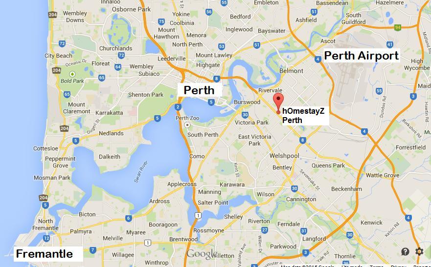hOmestayZ Perth: Lokasi hOmestayZ Perth