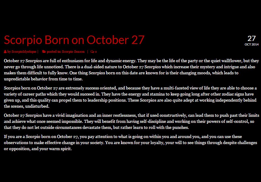 Scorpio Zodiac Personality Traits by Birthday | Scorpio Quotes