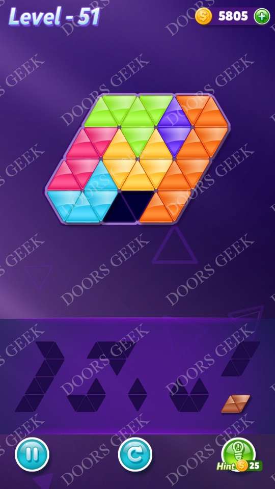 Block! Triangle Puzzle Advanced Level 51 Solution ~ Doors Geek