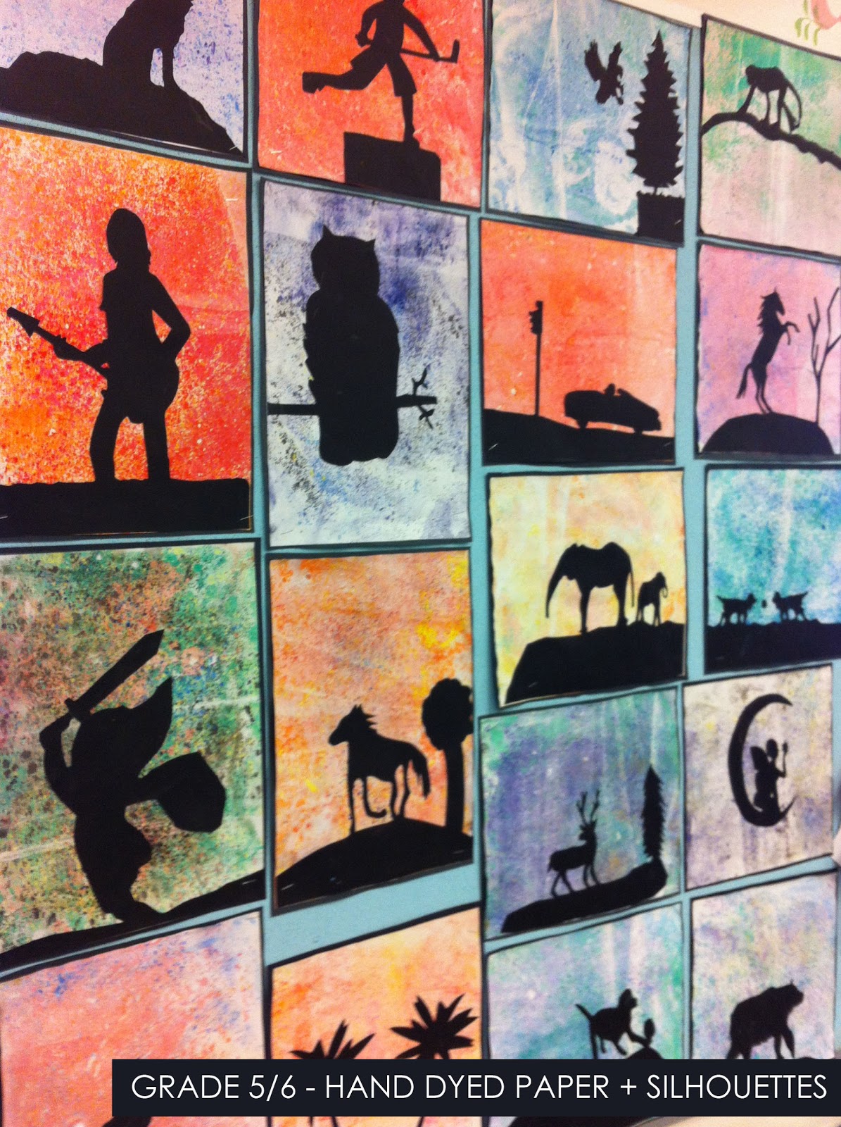 artisan des arts: Hand dyed paper with silhouettes - grade 5/6
